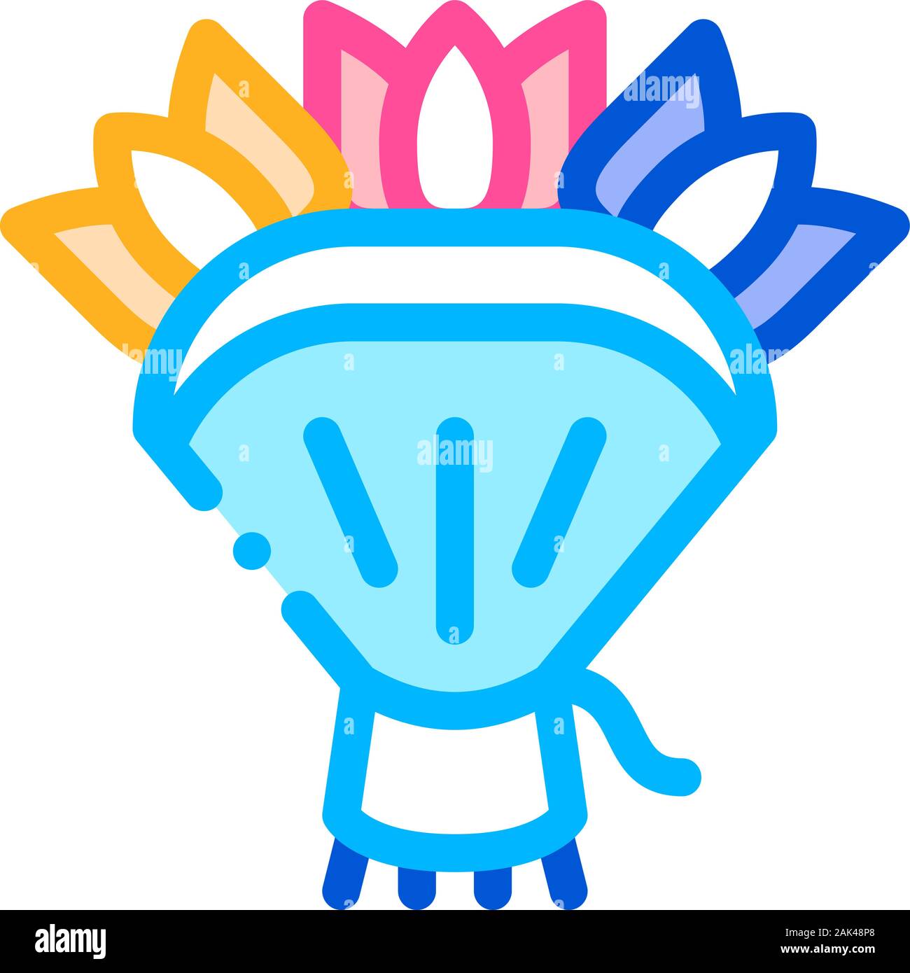 Bride Wedding Bunch Of Flowers Couple Vector Icon Stock Vector Image ...