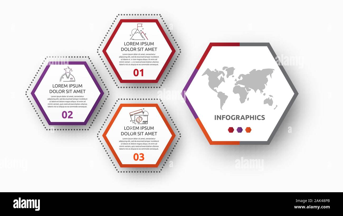 Vector infographic with main pentagon and 3 small pentagons. Used for ...