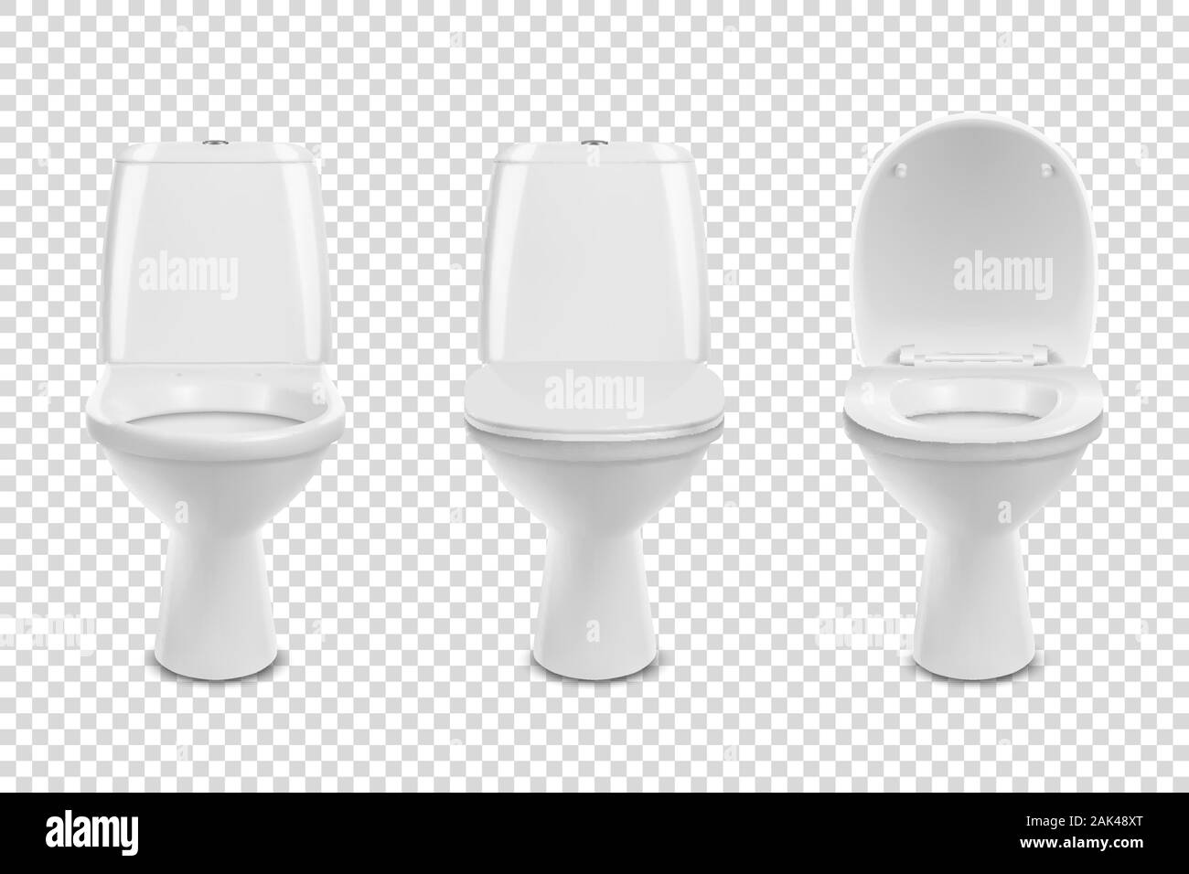Vector 3d Realistic White eramic Toilet Icon Set Closeup Isolated on ...