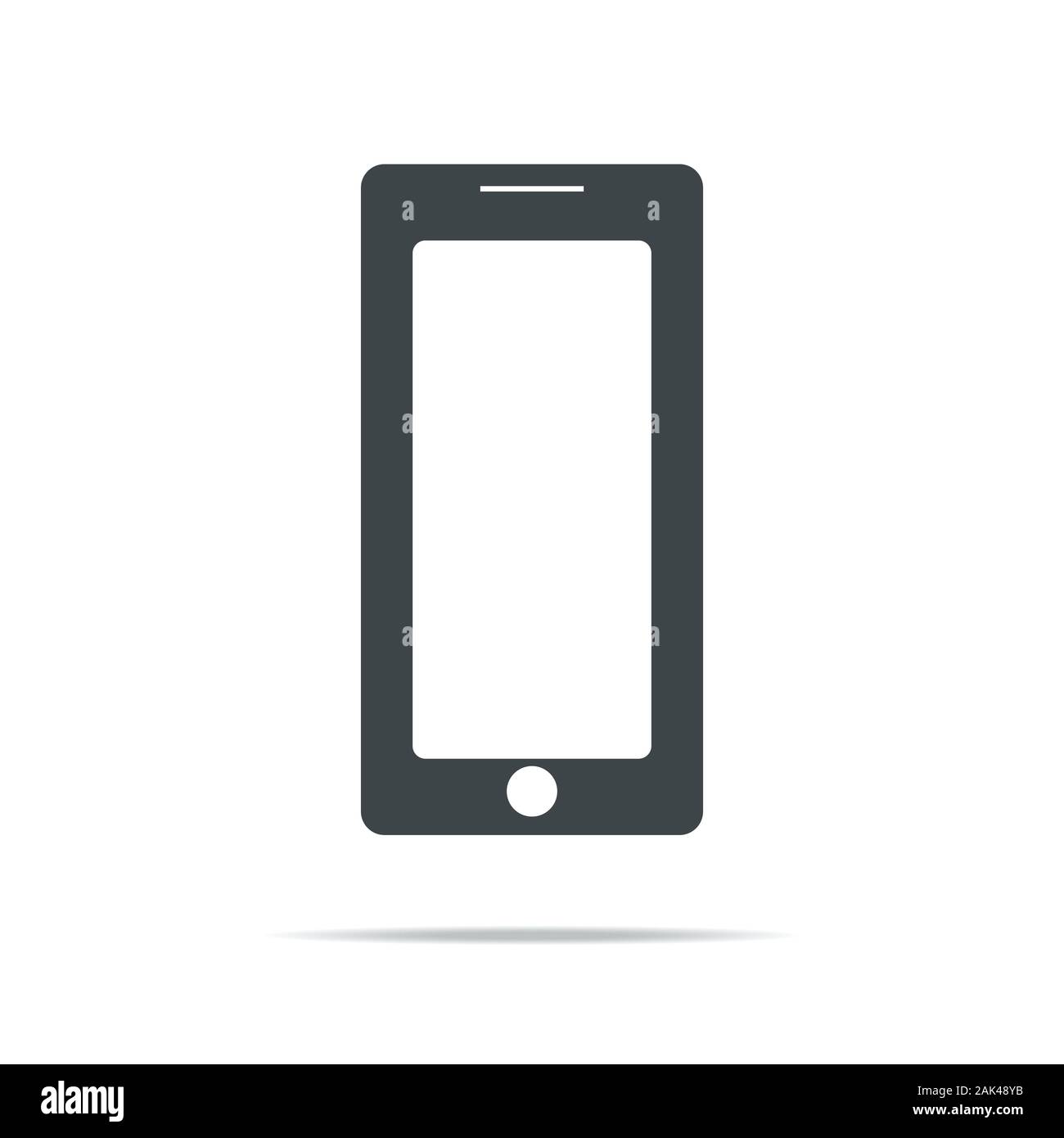 Realistic mobile phone with blank screen isolated on white background ...