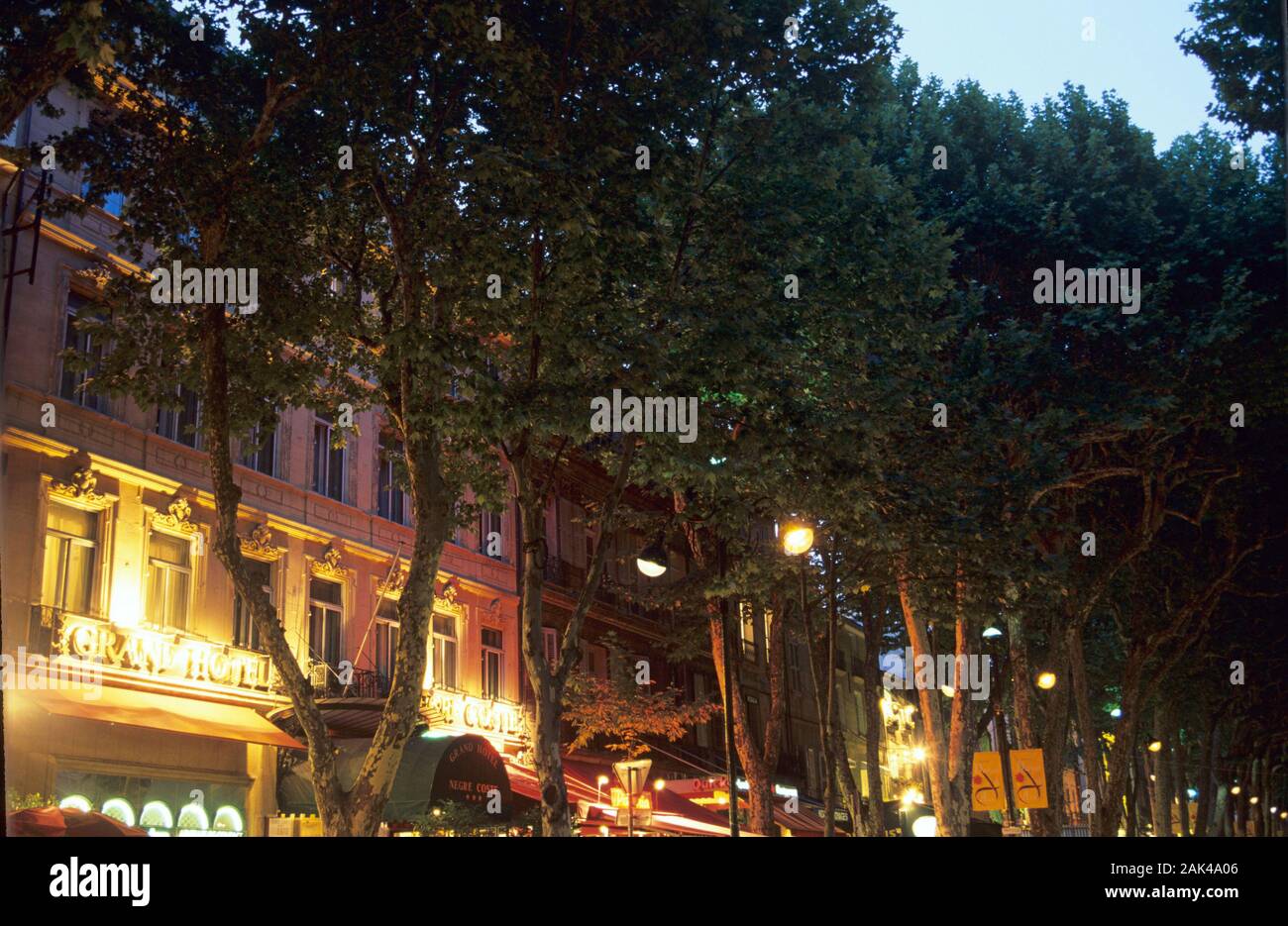 France: Aix-en-Provence - A Downtown Avenue at Night | usage worldwide ...