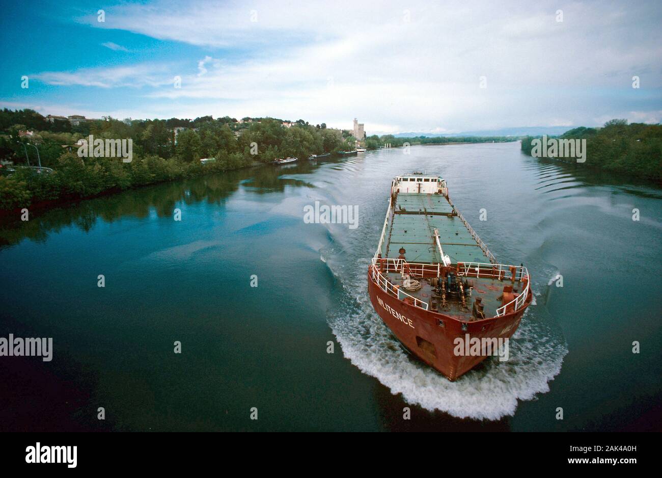 France: Provence - Cargo Ship on the Rhône River | usage worldwide ...