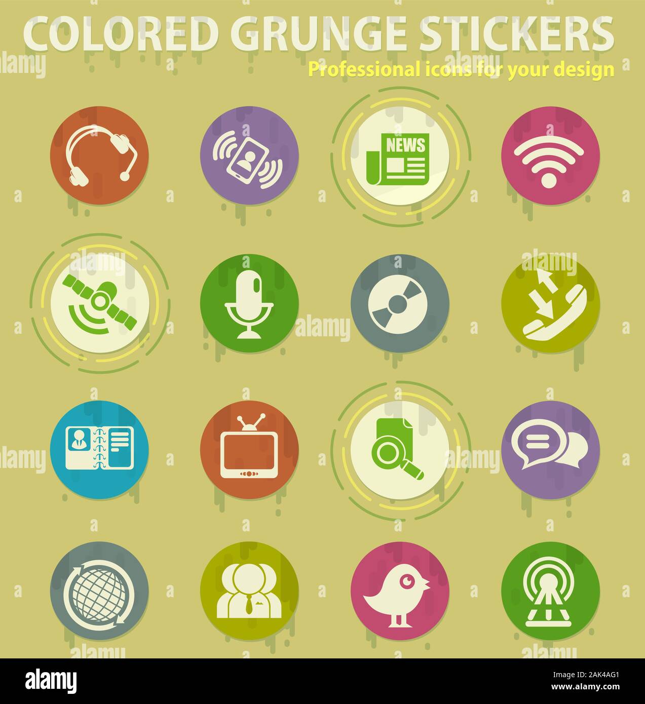 Communication colored grunge icons Stock Vector Image & Art - Alamy