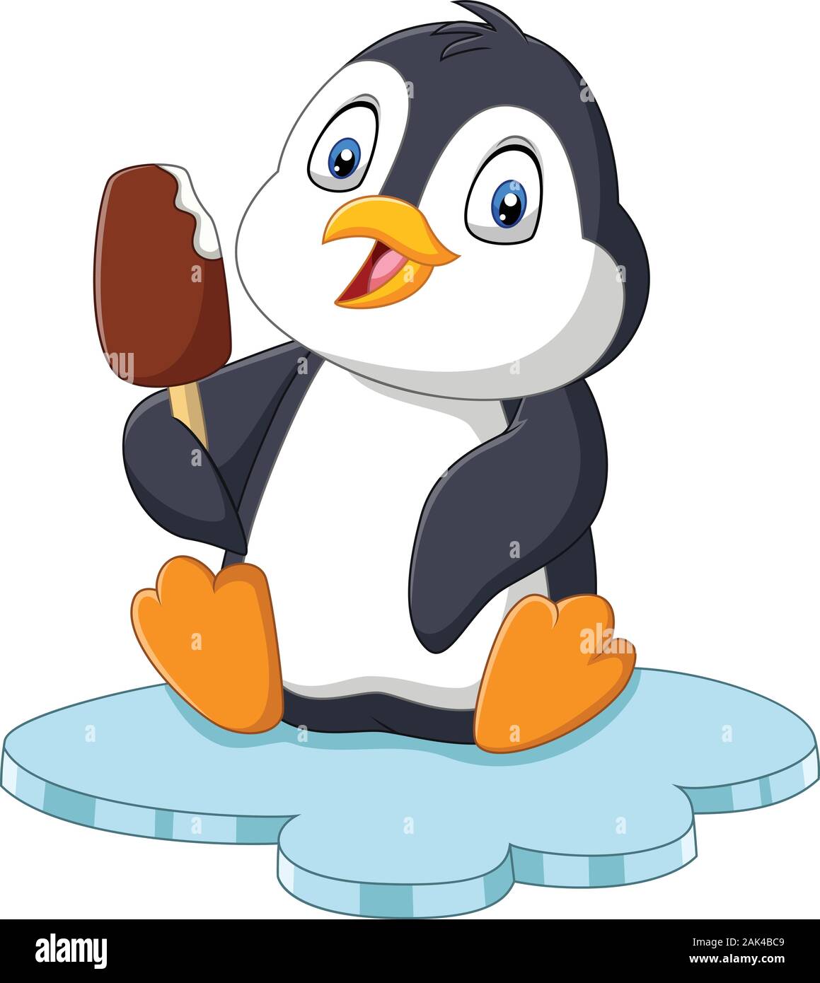 Cartoon penguin holds chocolate ice cream treat Stock Vector Image ...