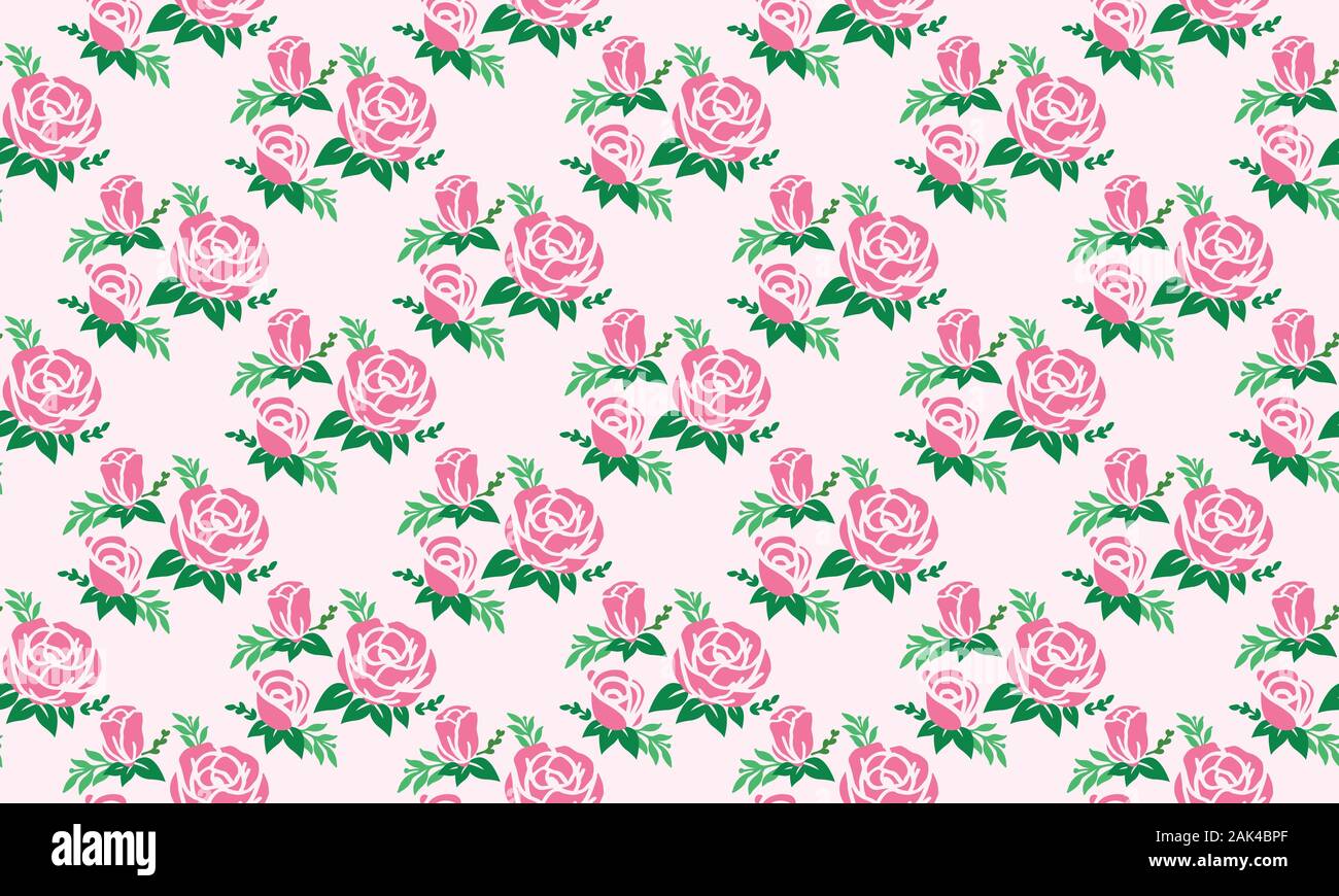 Beauty of pink rose flower pattern background for valentine, with leaf ...
