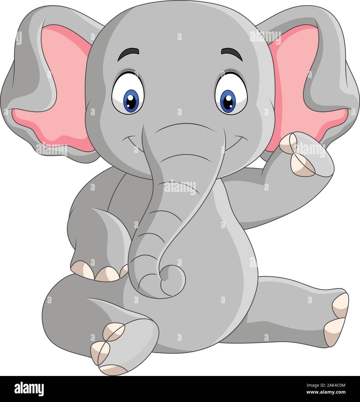 Cartoon cute baby elephant sitting Stock Vector Image & Art - Alamy