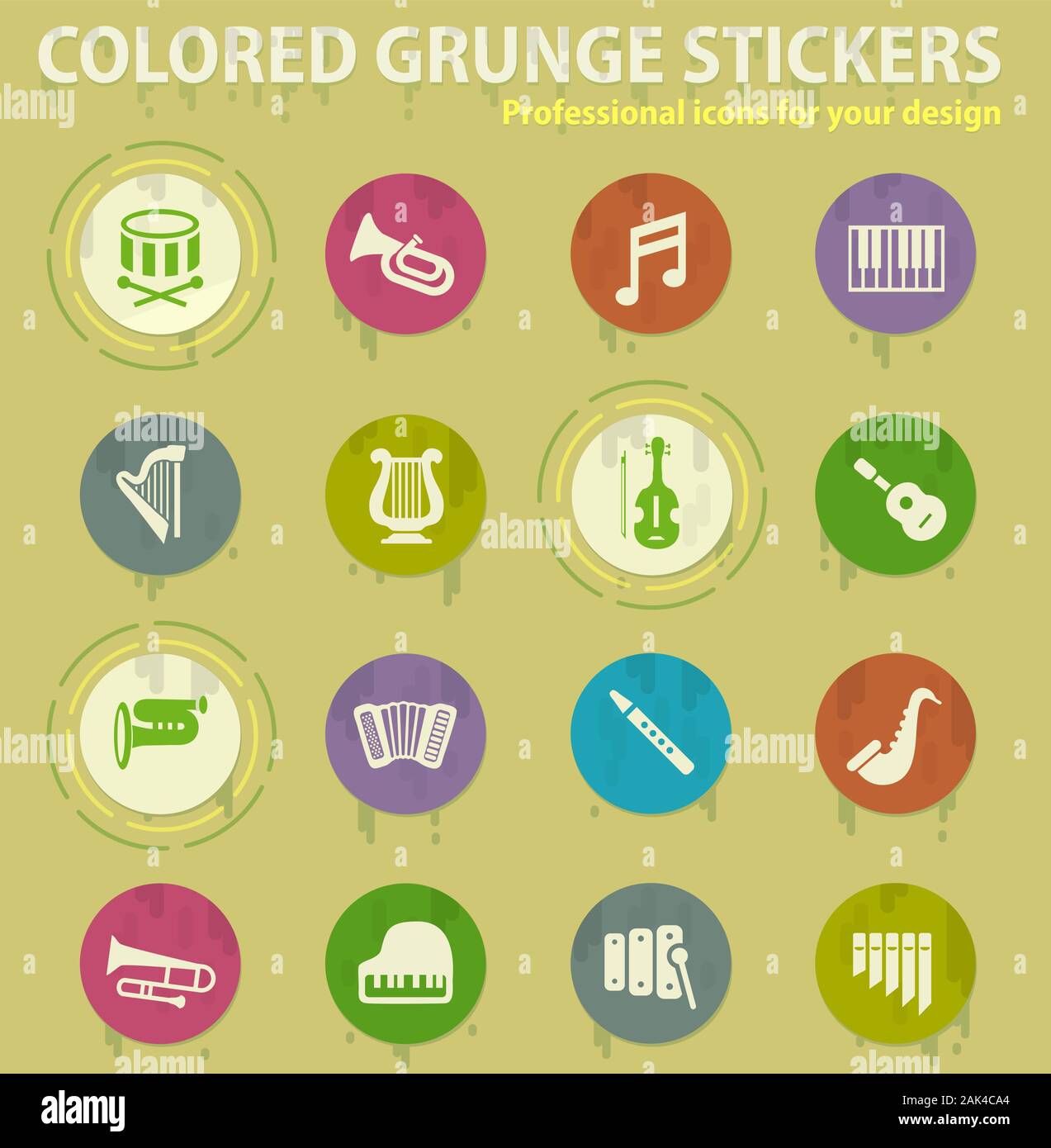 classic instruments colored grunge icons Stock Vector Image & Art - Alamy