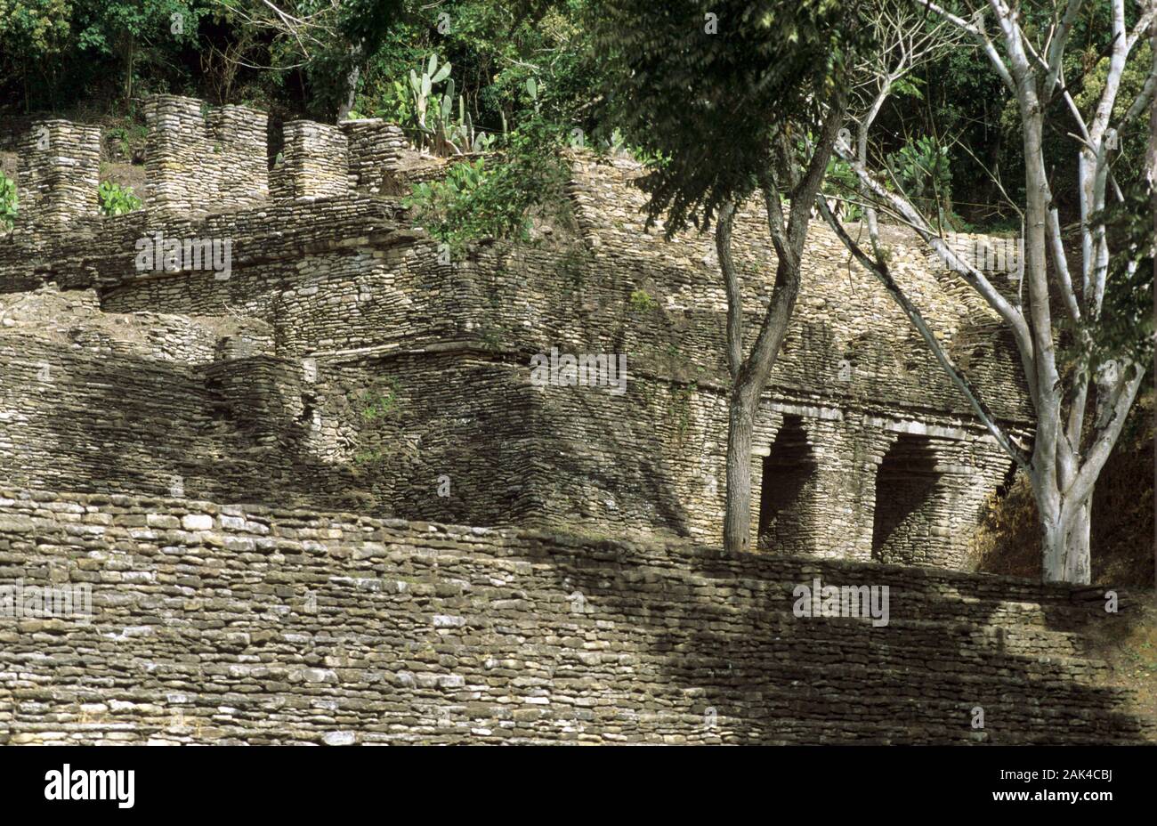 Mexico: the acropolis of the Maya city Tonina with seven terraces, in ...
