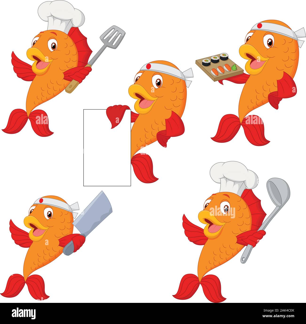 Set of chef fish cartoon Stock Vector Image & Art - Alamy