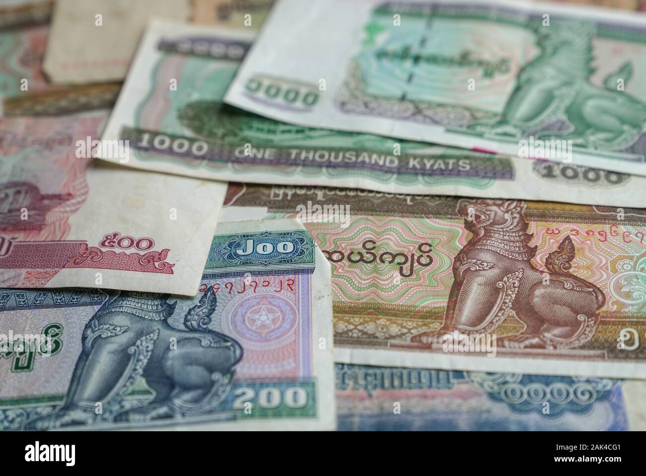 Myammar Kyat bank notes, in various denominations Stock Photo - Alamy