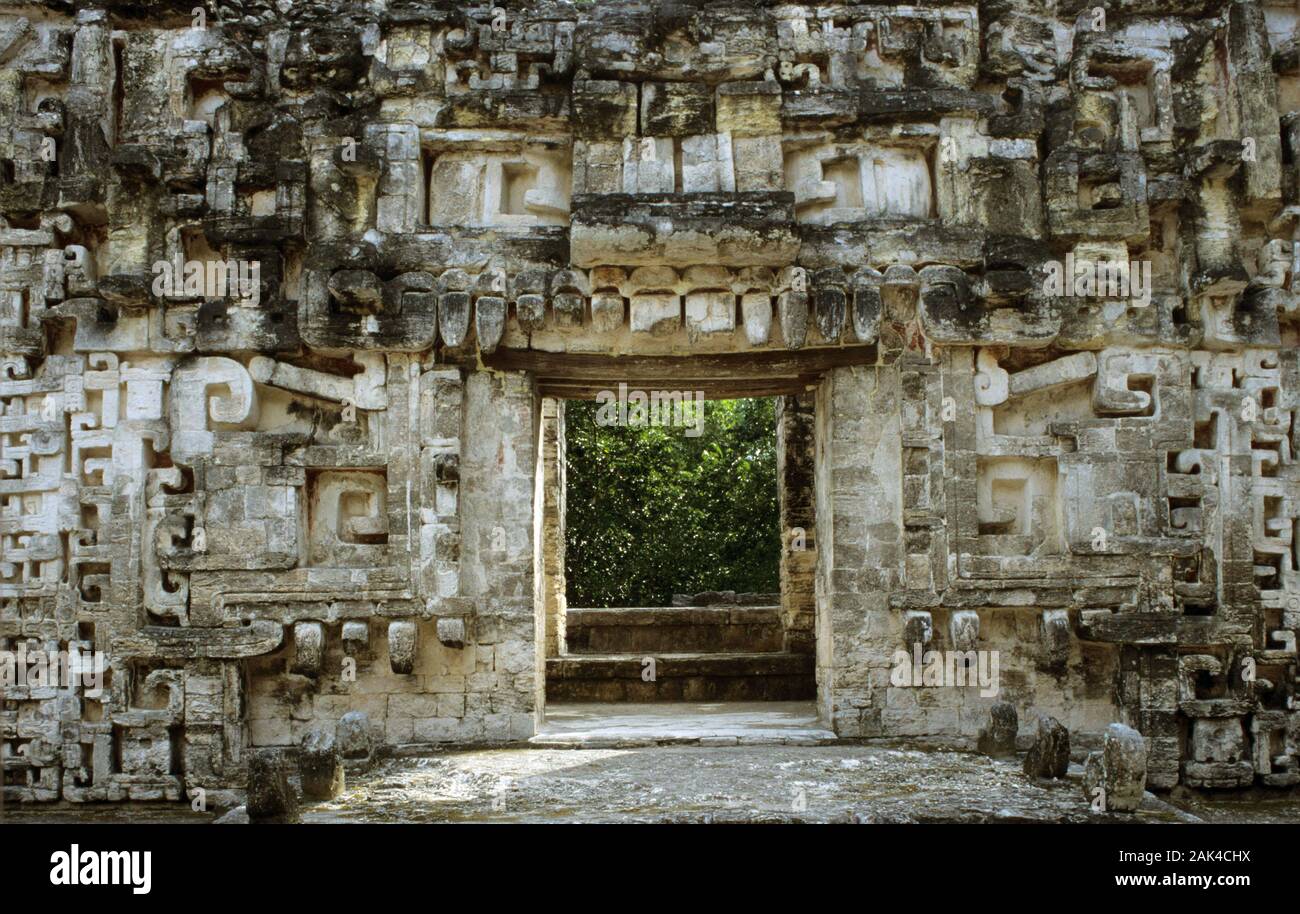 Mexico: stonegate and relief structures in a Maya ruin | usage ...