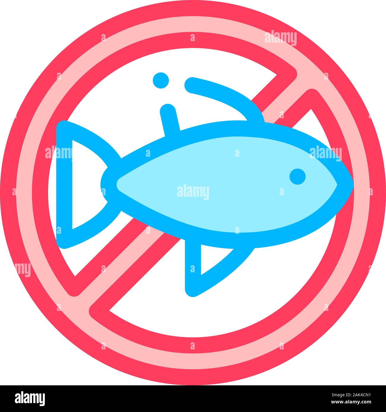 Allergen Free Sign Fish Vector Thin Line Icon Stock Vector Image & Art ...