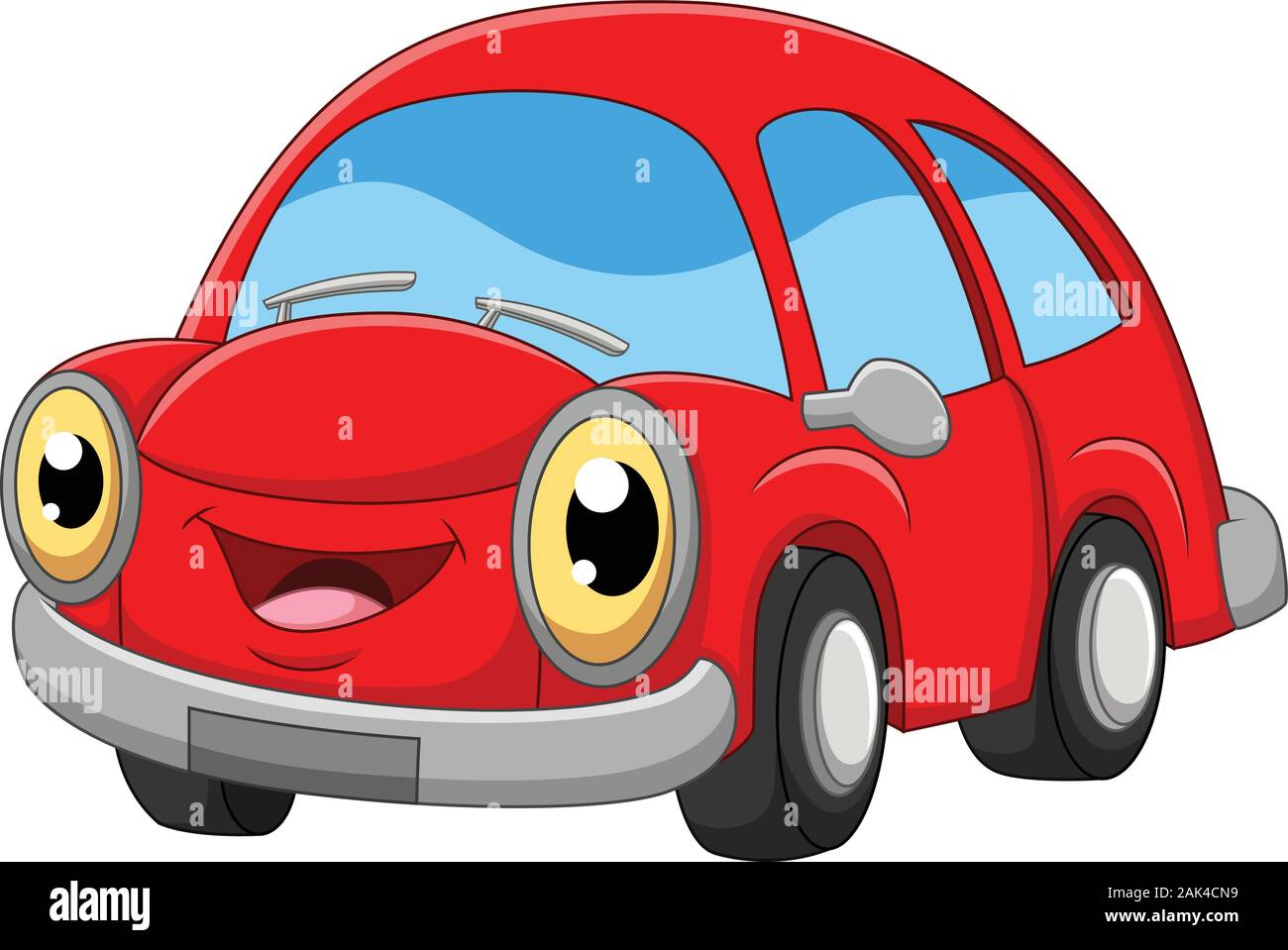 Smiling red car cartoon on white background Stock Vector Image & Art ...