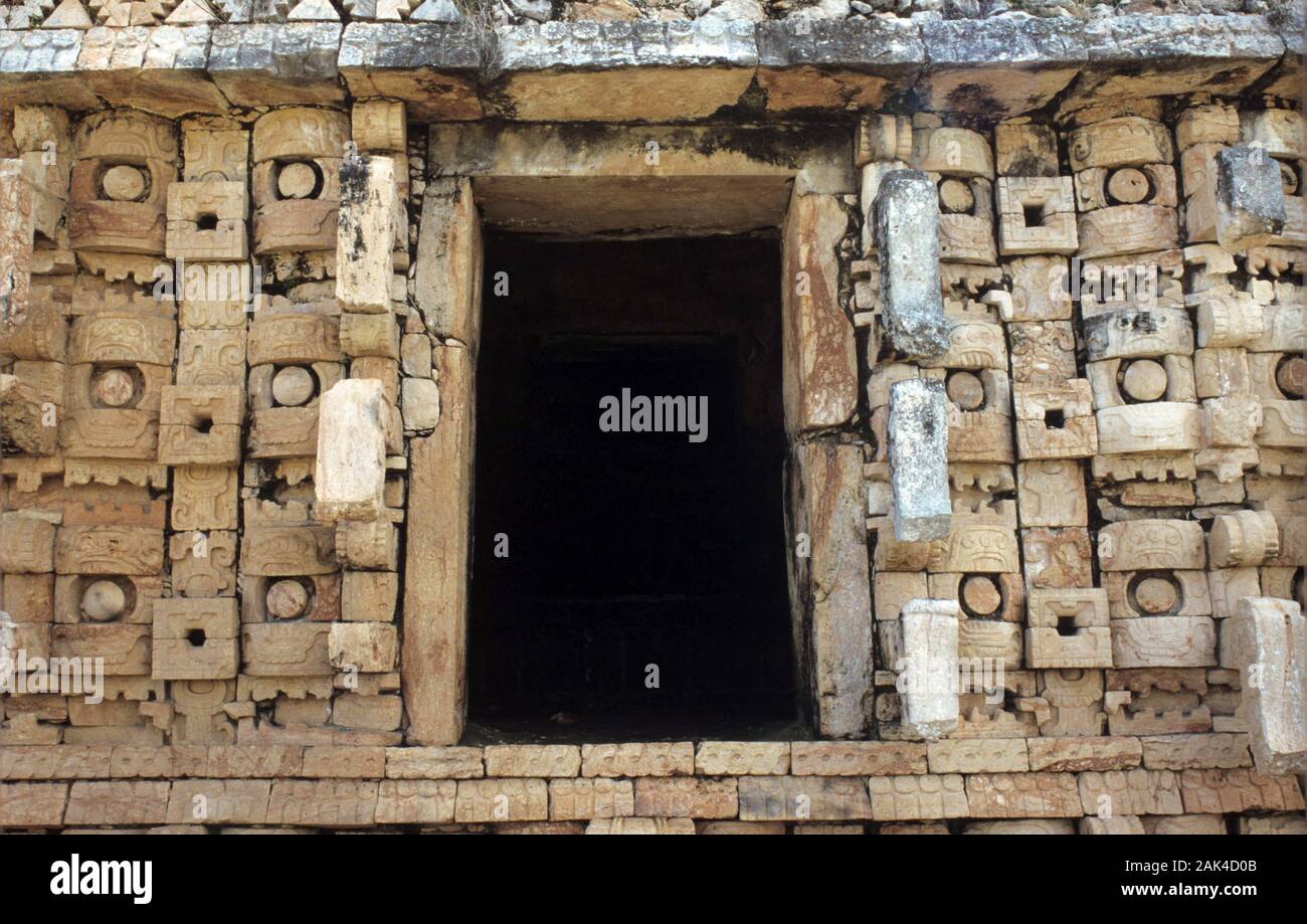 Mexico: Maya ruin in Kabah with the facade of the "Codz Poop" palace ...
