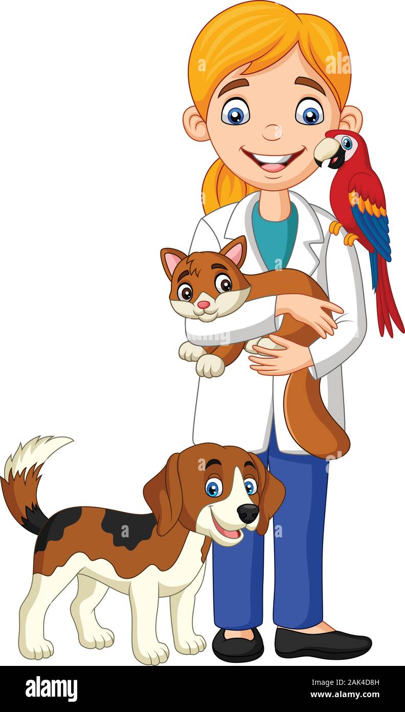 Cartoon female veterinarian examining pets Stock Vector Image & Art - Alamy