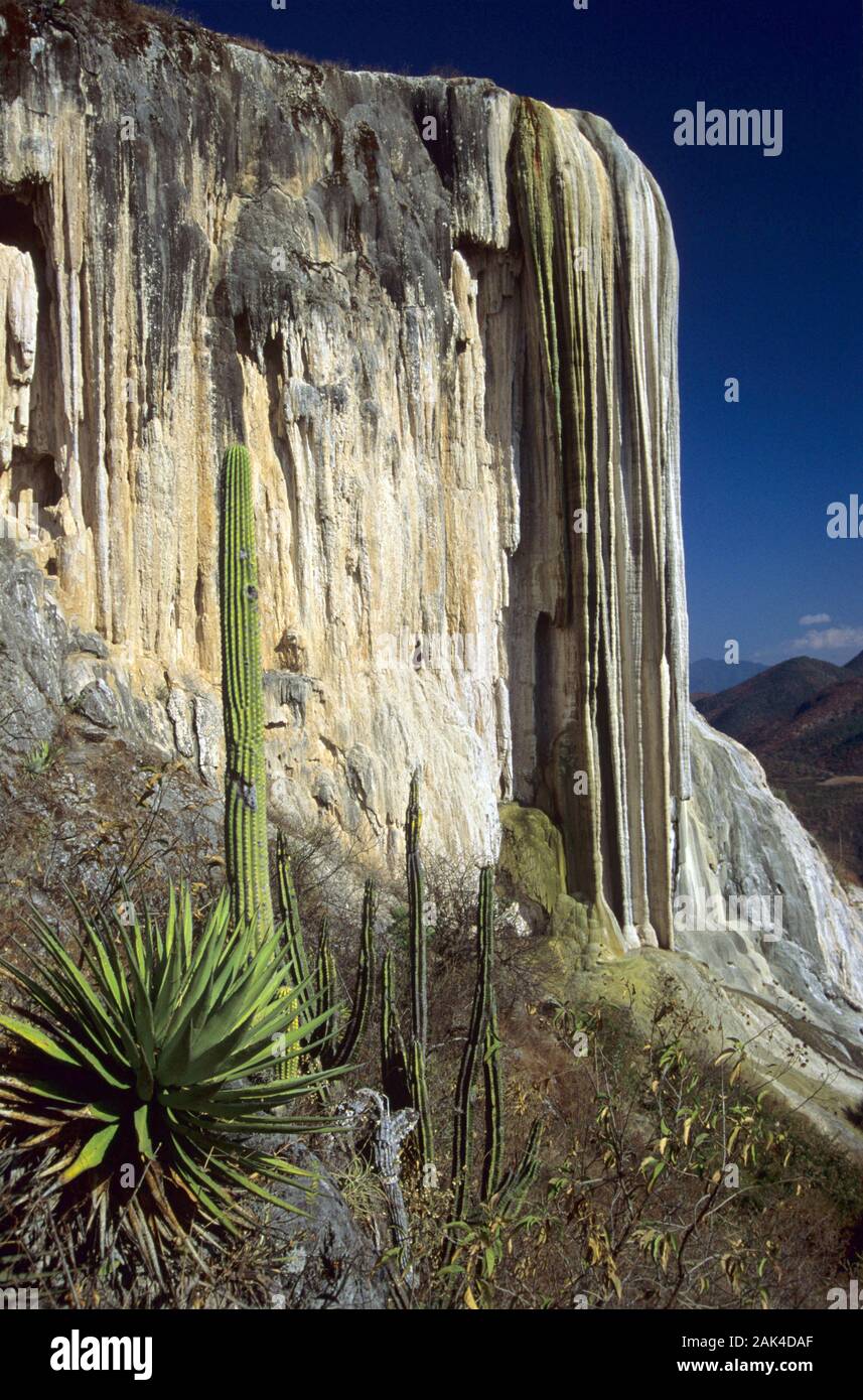 Mexico: the rock formation Hierve el Agua near Oaxaca, sinter terrace ...