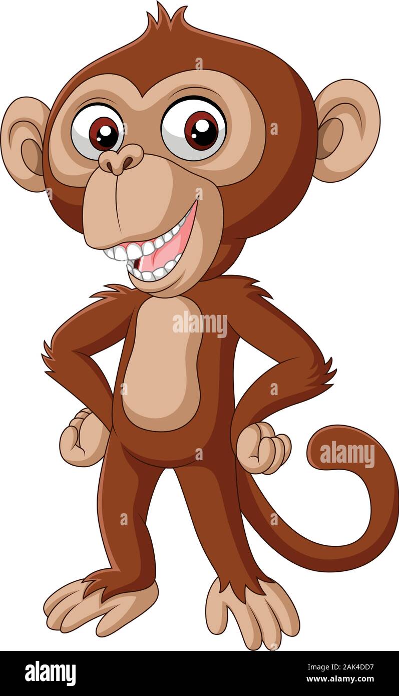 Cute baby chimpanzee cartoon posing Stock Vector Image & Art - Alamy