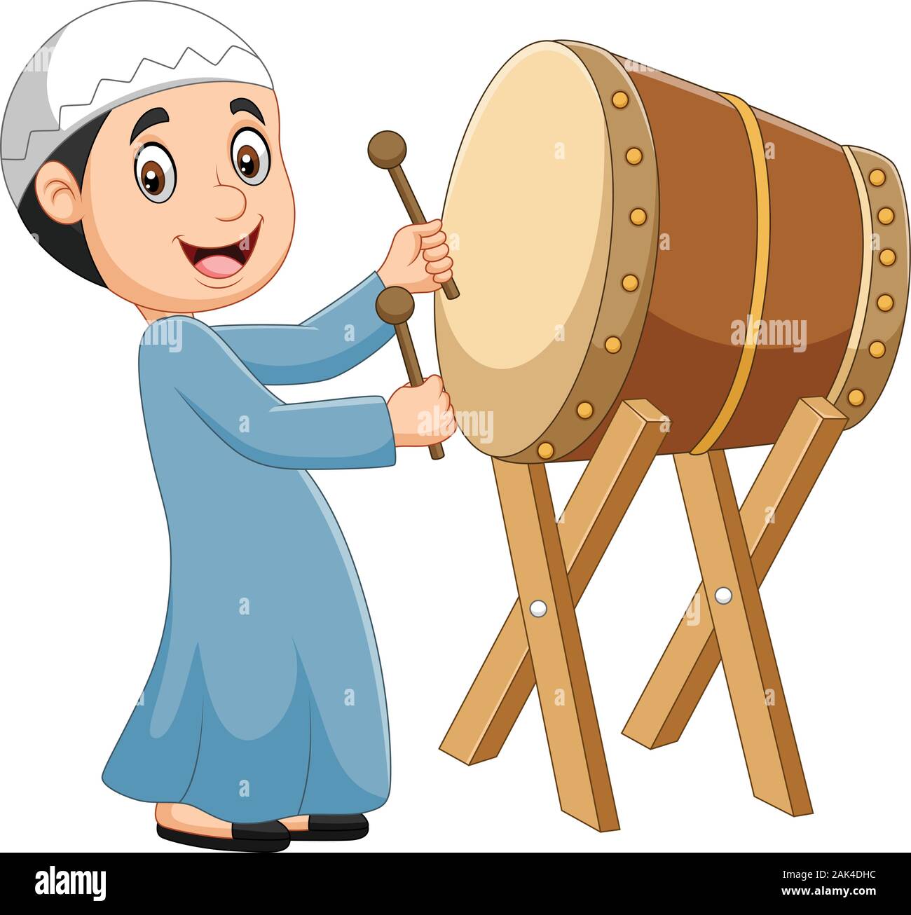 Cartoon Muslim boy hitting Bedug Stock Vector Image & Art - Alamy