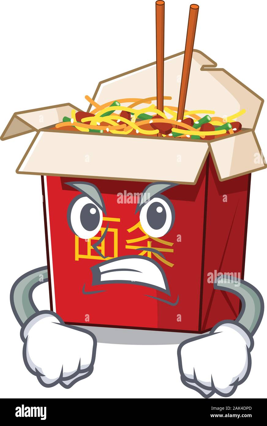 Chinese box noodle cartoon character design having angry face Stock ...