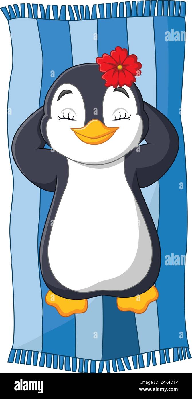 Cartoon female penguin sunbathing on the beach Stock Vector Image & Art ...