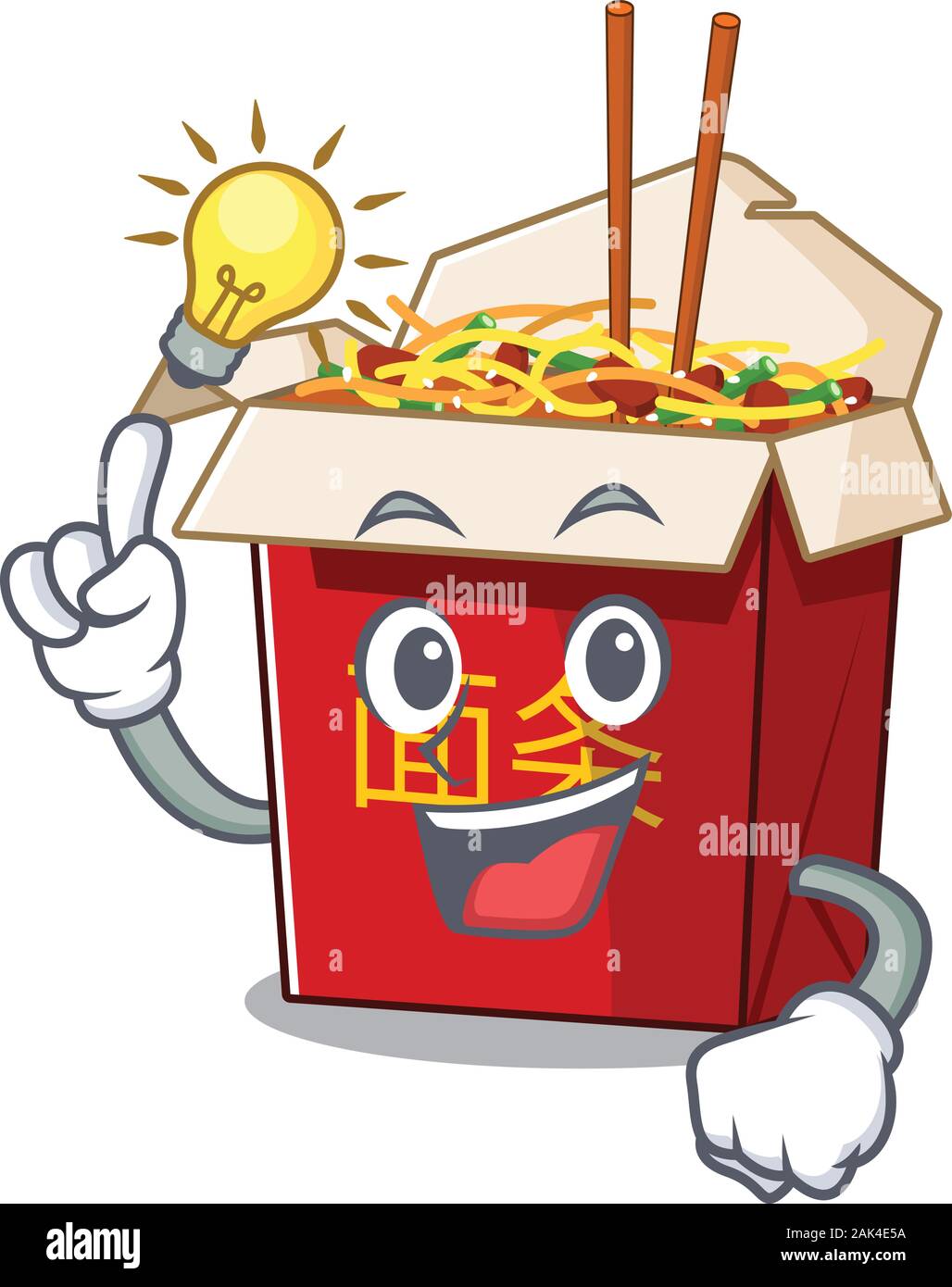 Have an idea gesture of chinese box noodle cartoon character design ...