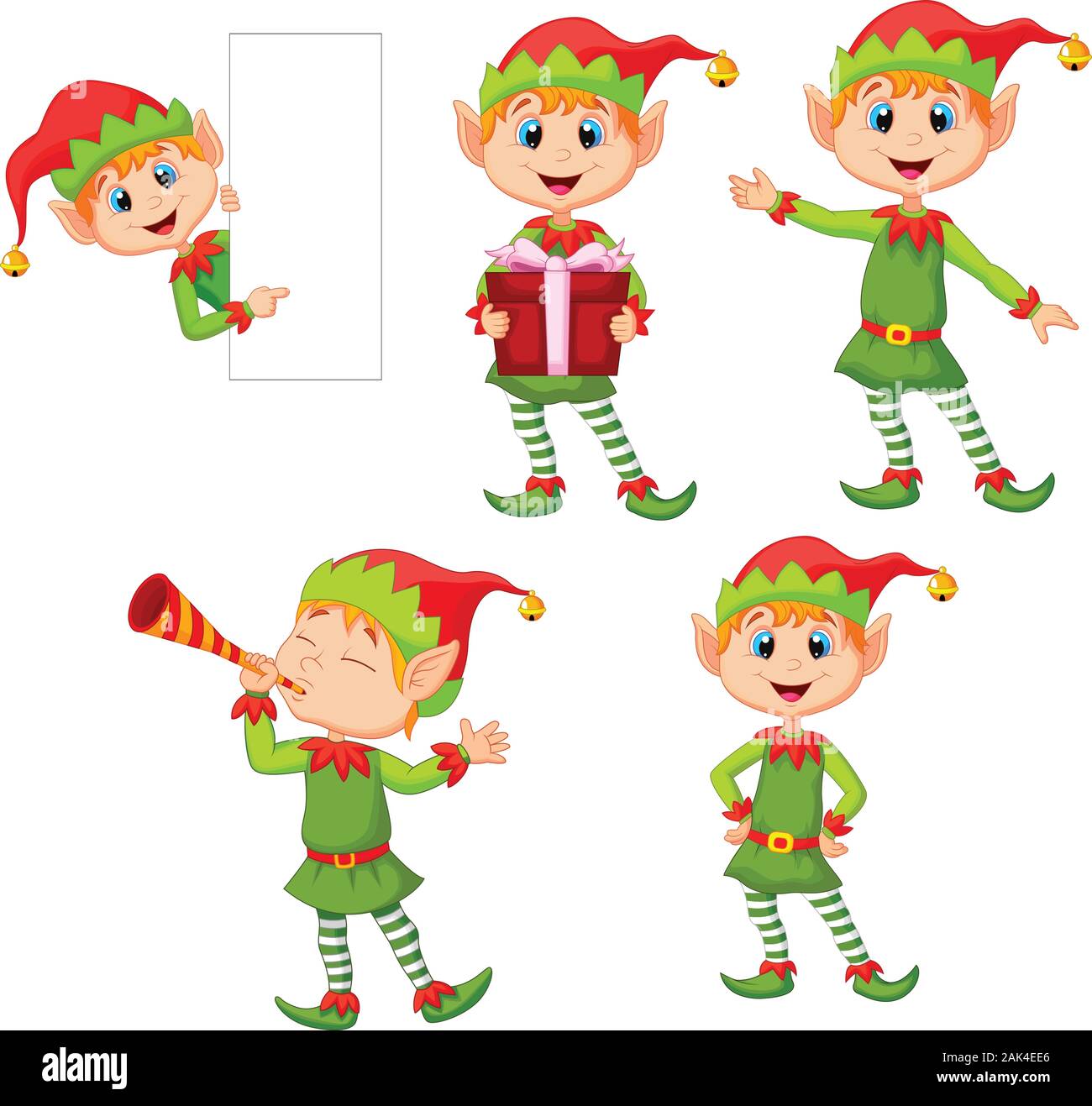 Set of cartoon elves boy isolated white background Stock Vector Image ...