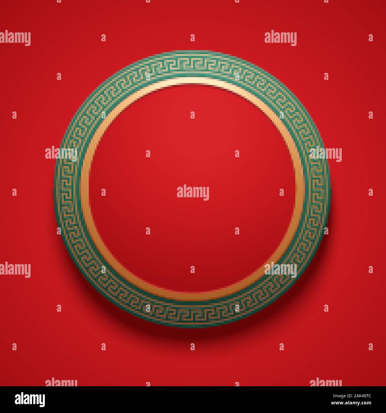 Chinese traditional round frame in red and green for design uses Stock ...