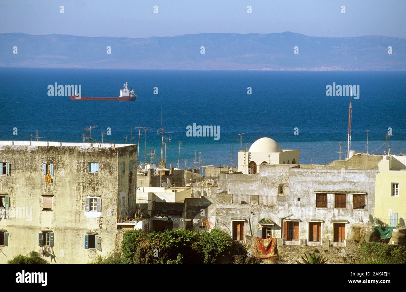 Morocco - Tangier: Strait of Gibraltar overlooking the Spanish coast ...