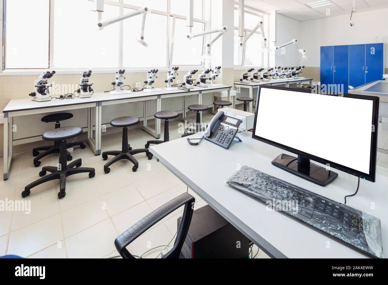 Scientific laboratory room with microscopes Stock Photo - Alamy
