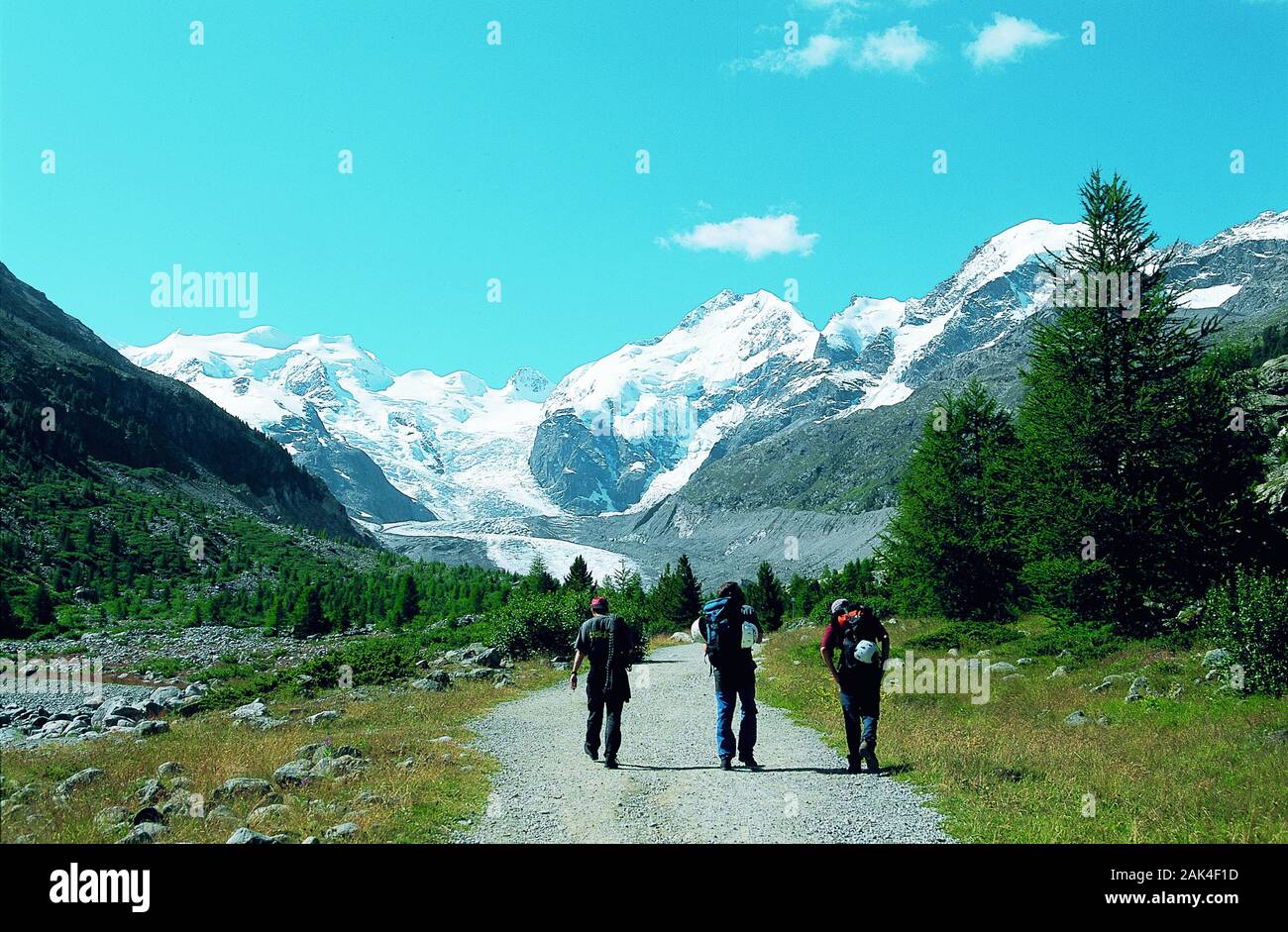 Wanderer auf dem Weg zum Morteratschgletscher, Schweiz | usage ...