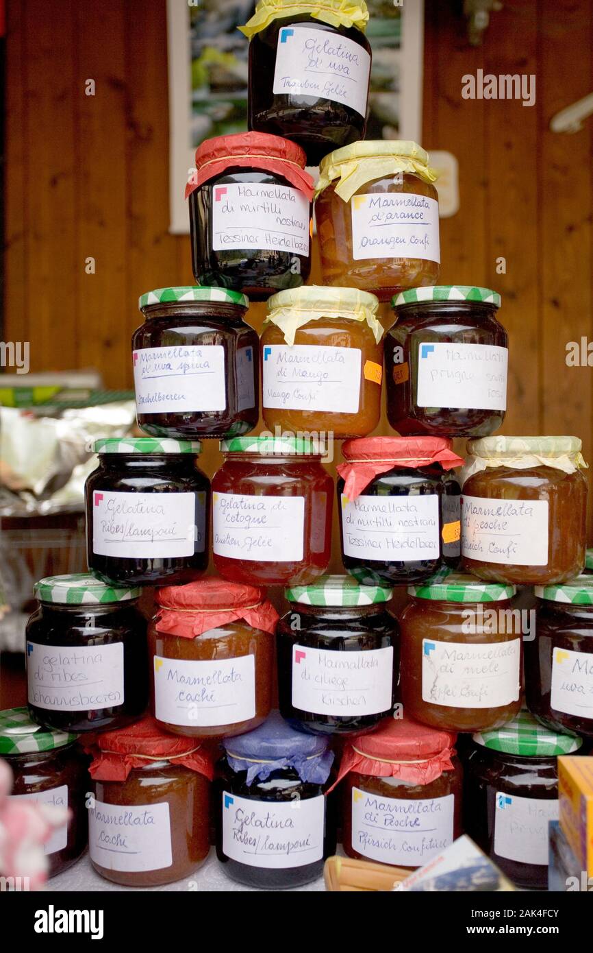 Sweet plaesures pledge the homemade jams, canton Ticino, Switzerland ...