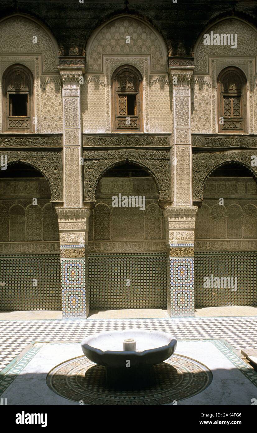 Morocco: Fès - Courtyard of el-Attarin Medersa | usage worldwide Stock ...