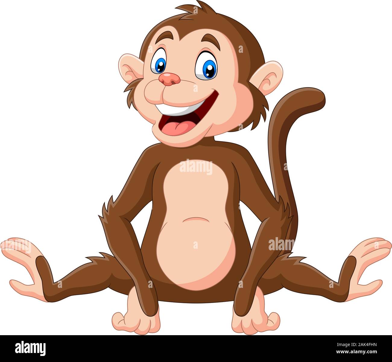 Cute baby monkey sitting on white background Stock Vector Image & Art ...