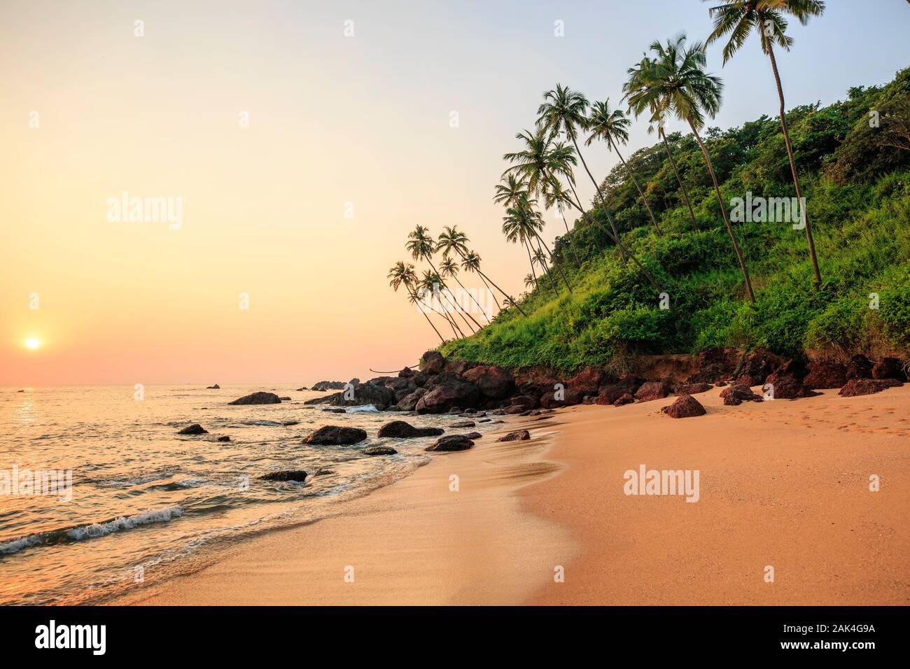 Beautiful sunset at Cola beach, South GOA, India Stock Photo - Alamy