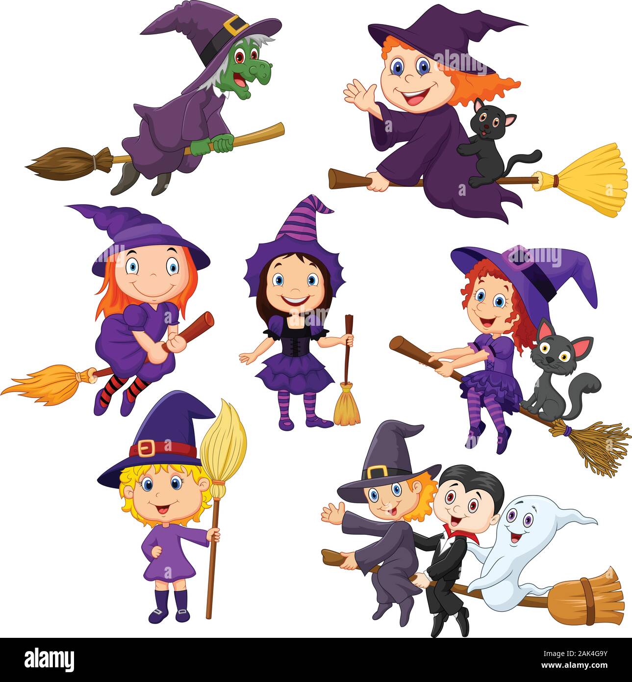 Halloween young witches collection set Stock Vector Image & Art - Alamy