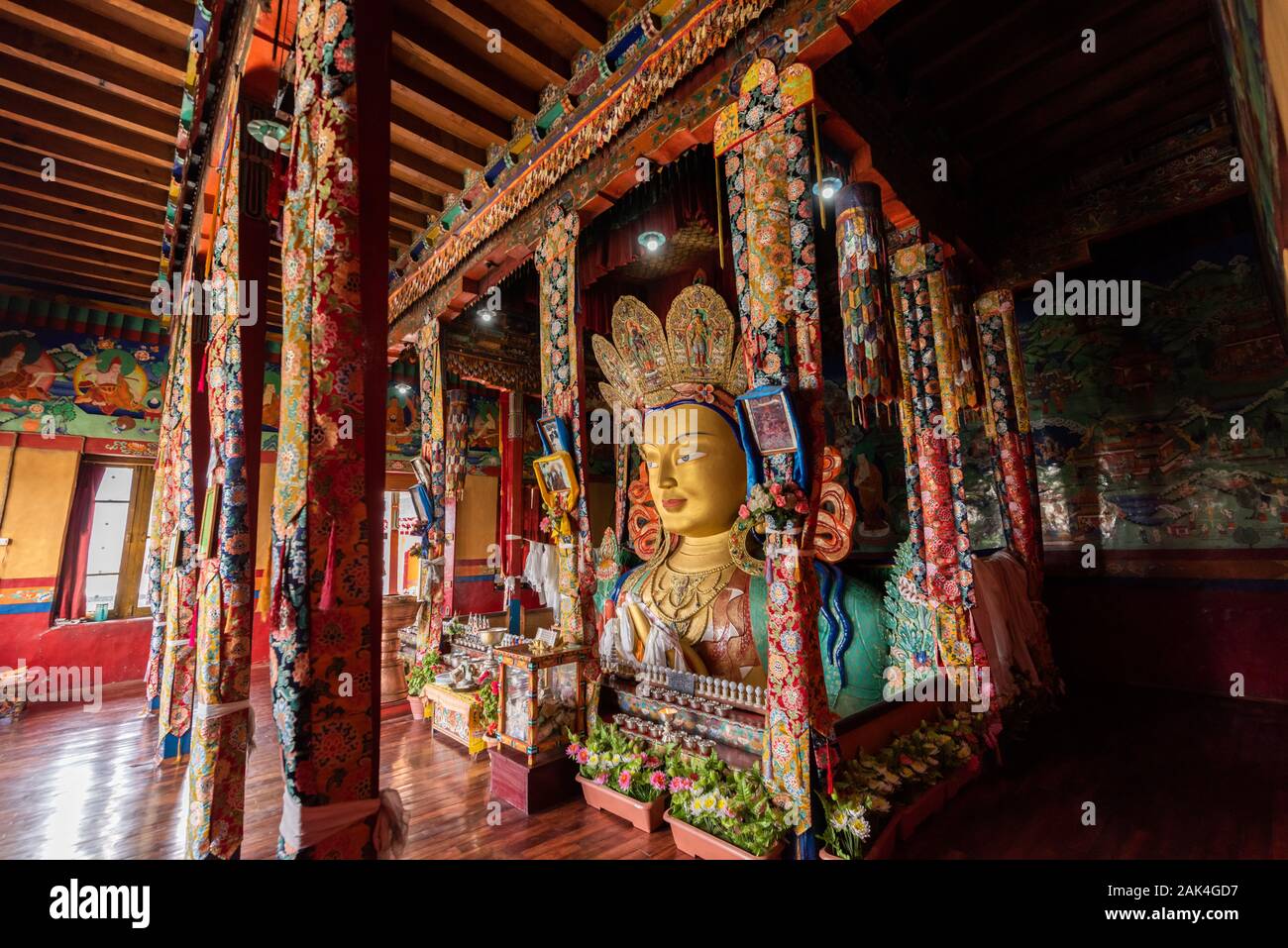 Hemis Monastery, head of a golden Buddha statue Stock Photo - Alamy
