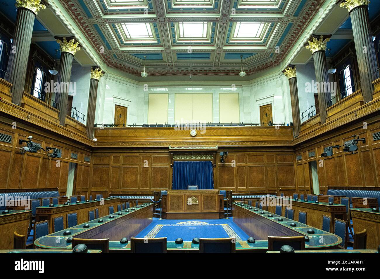 Empty Interior of Stormont Parliament Buildings where the politicians ...