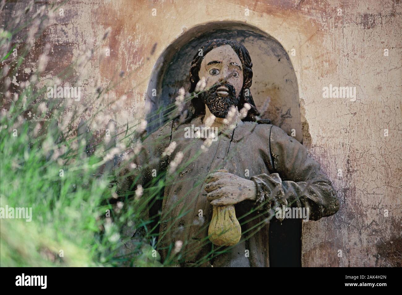 A sulpture of the Holy San Romedio is located in the Monastery of San ...