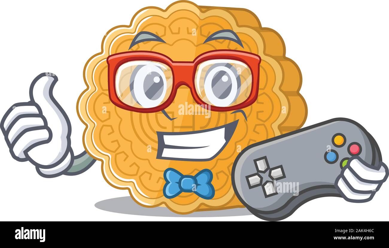 Smiley gamer chinese mooncake cartoon mascot style Stock Vector Image ...