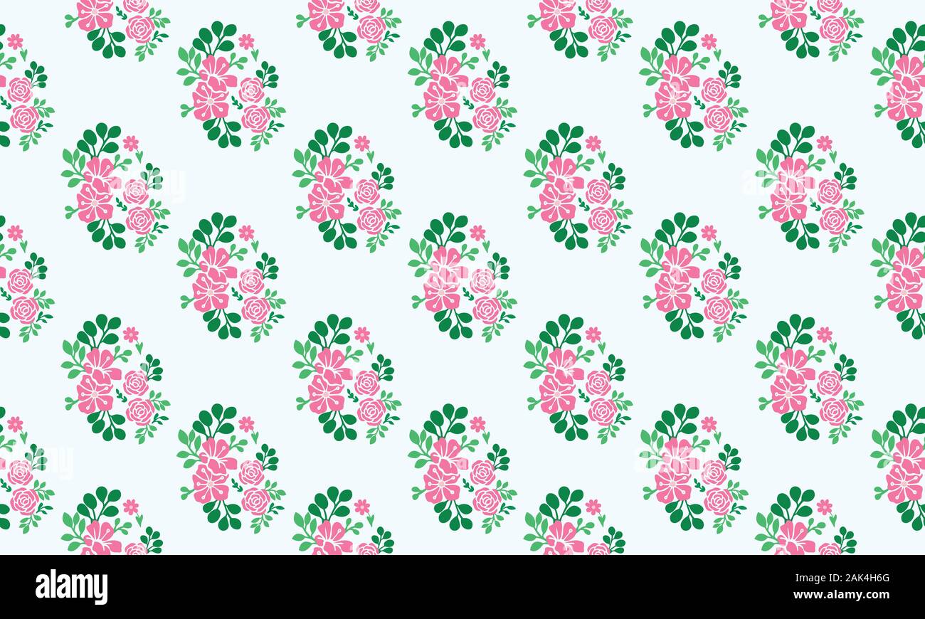 Valentine flower pattern background design, with elegant pink rose ...