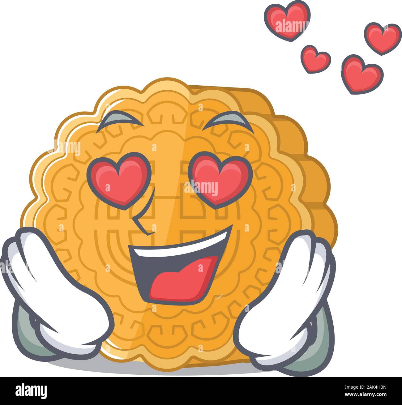 falling in love cute chinese mooncake cartoon character design Stock ...