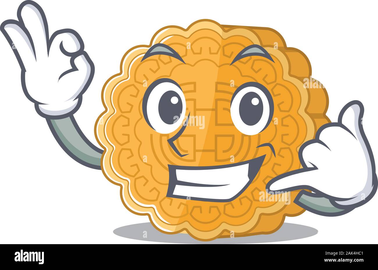 Call me funny chinese mooncake mascot picture style Stock Vector Image ...