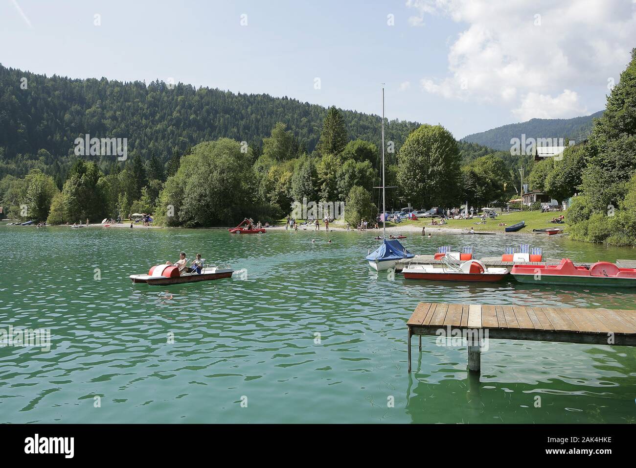Badestrand Einsiedel am Walchensee, Oberbayern | usage worldwide Stock ...