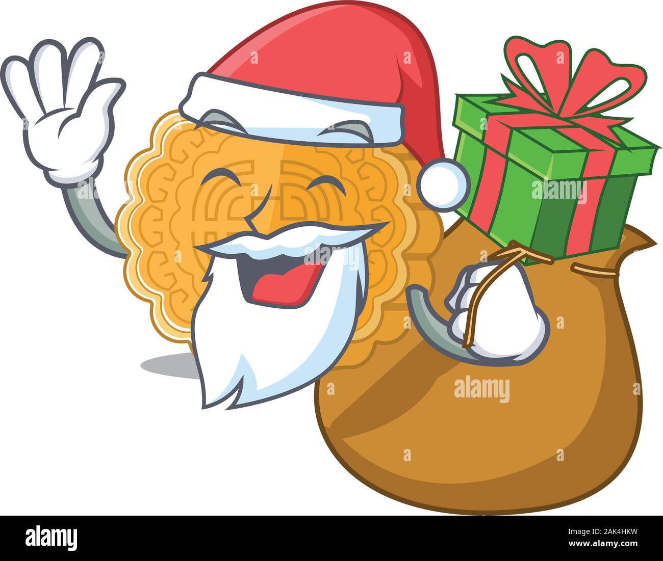 Santa chinese mooncake Cartoon character design having box of gift ...