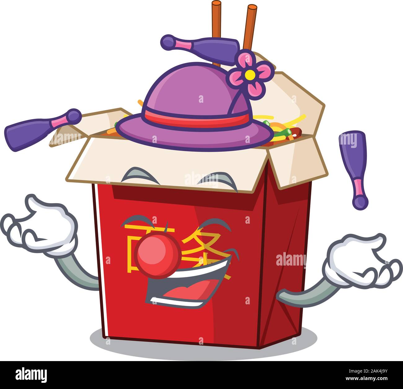 Smart chinese box noodle cartoon character design playing Juggling ...