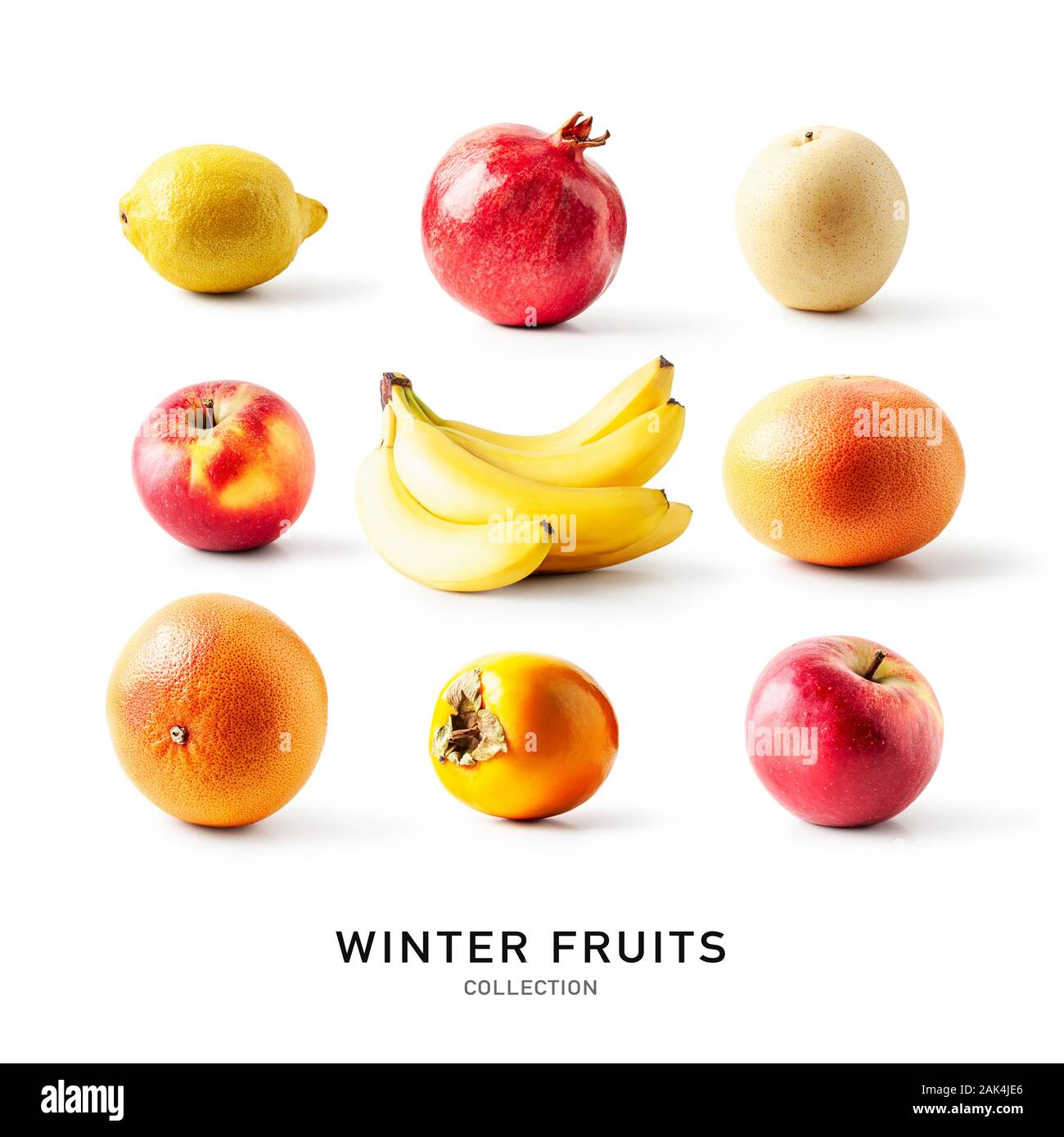 Different fruits collection as creative pattern isolated on white ...