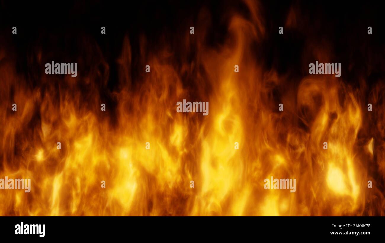 fire flames 3d render with black background Stock Photo - Alamy