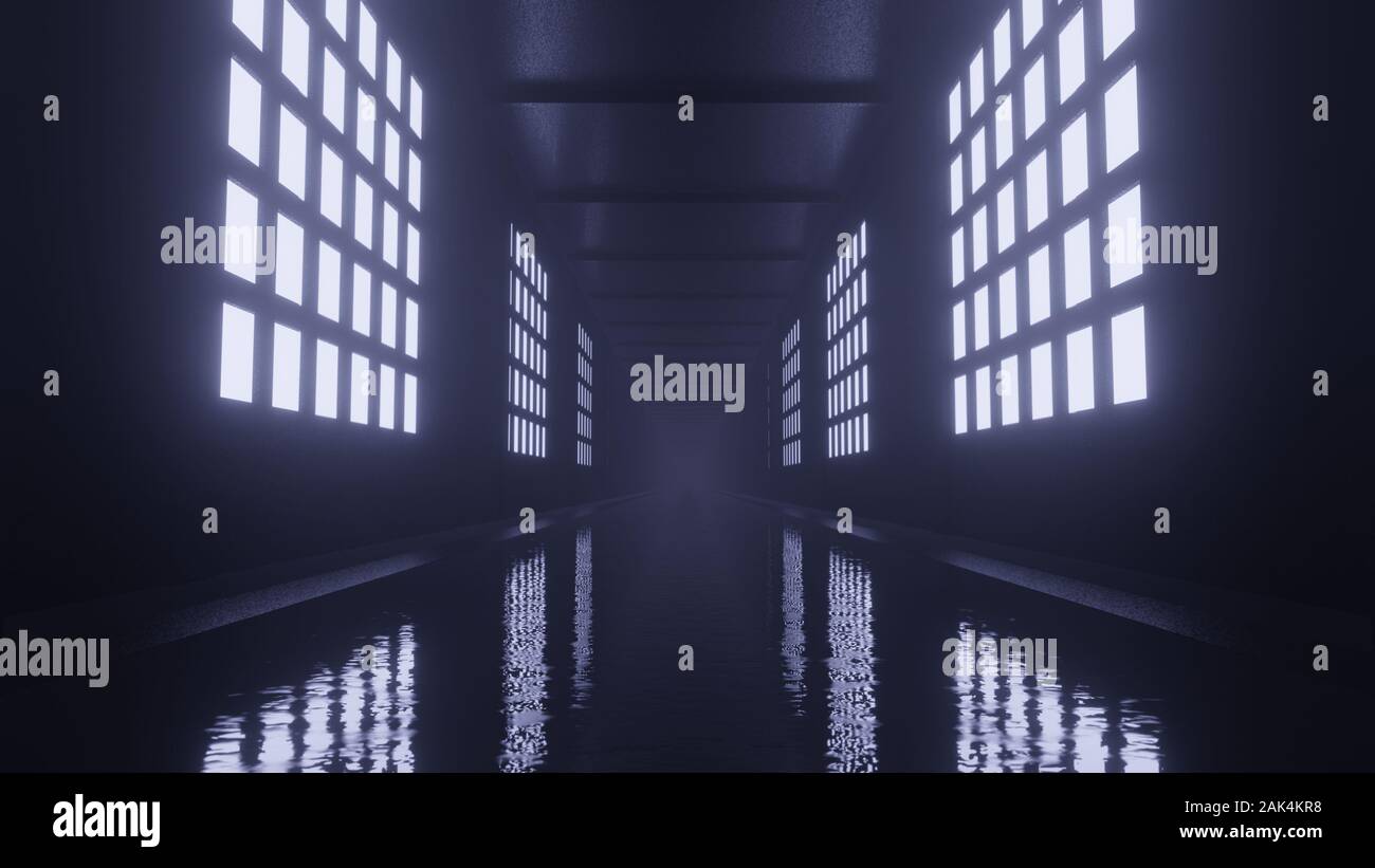 dark endless corridor hallway 3d rendering Stock Photo - Alamy