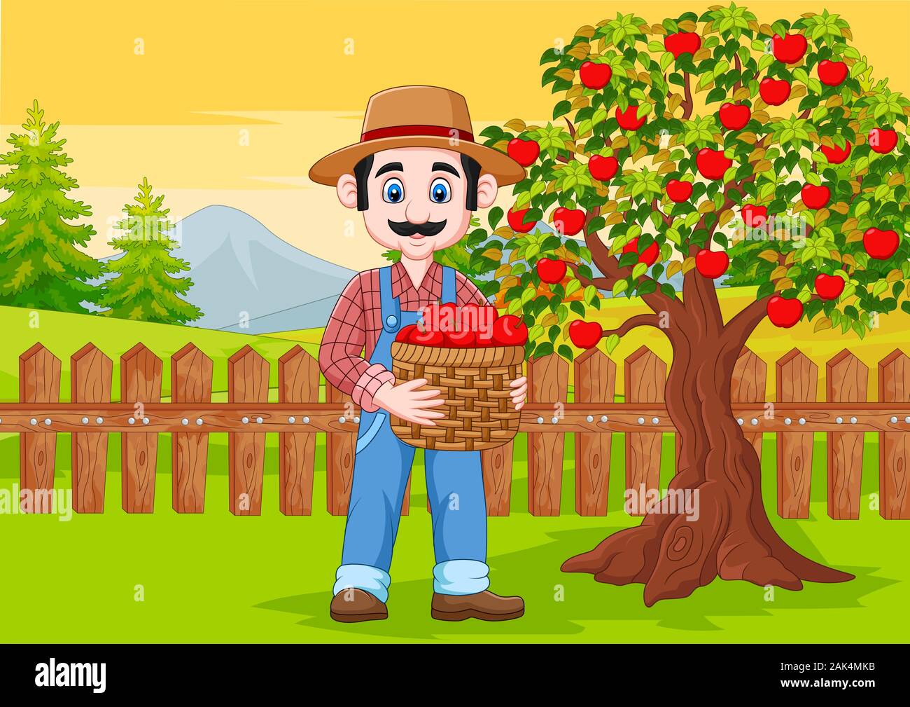 Agricultural field apple farm Stock Vector Images - Alamy