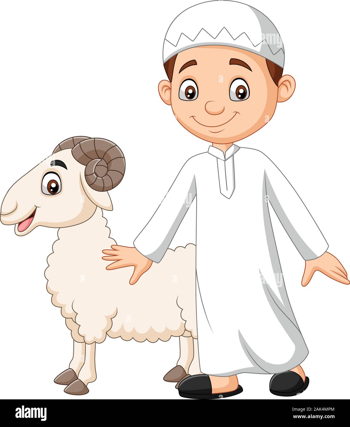 Cartoon Muslim boy holding a goat Stock Vector Image & Art - Alamy